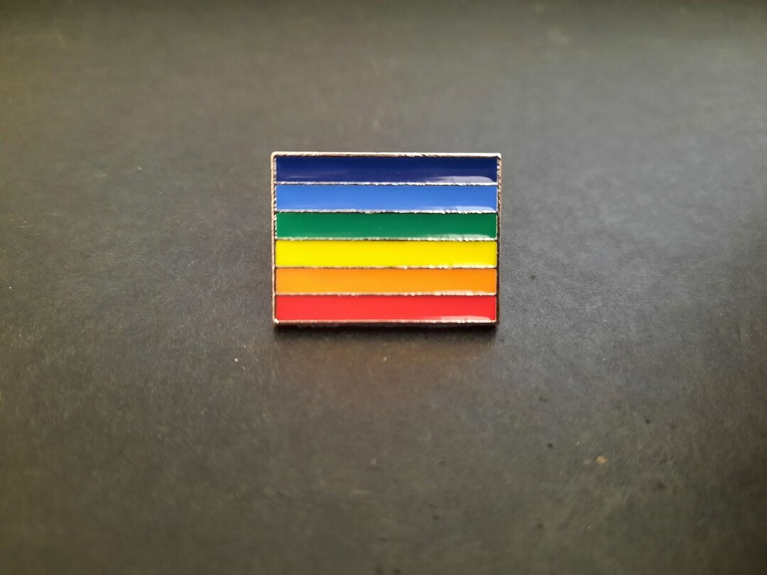 Rainbowflag Rectangle Pins Silver Outlines Enamel Rainbowflag Alfiler ...