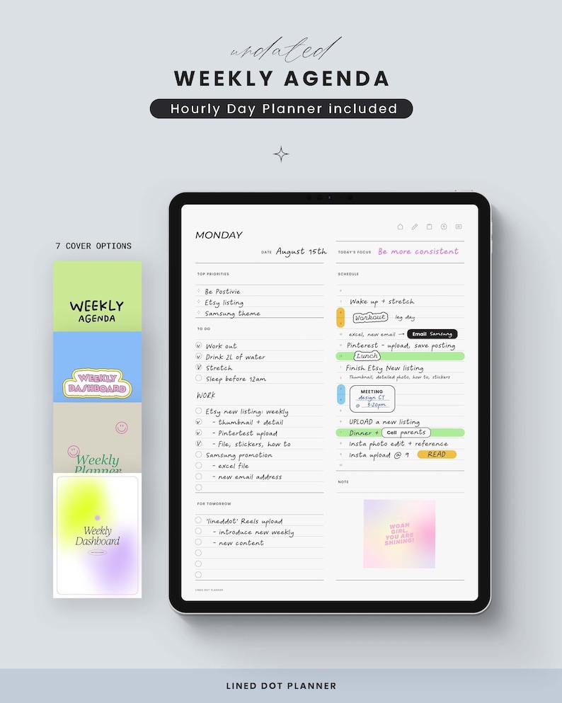 Weekly Agenda - Digital Weekly & Daily Templates, Undated Vertical ...