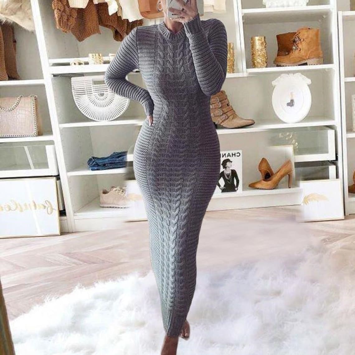 Maxi Knit Bodycon Dress Long Sleeve Cable Knit Dress Bodycon - Etsy