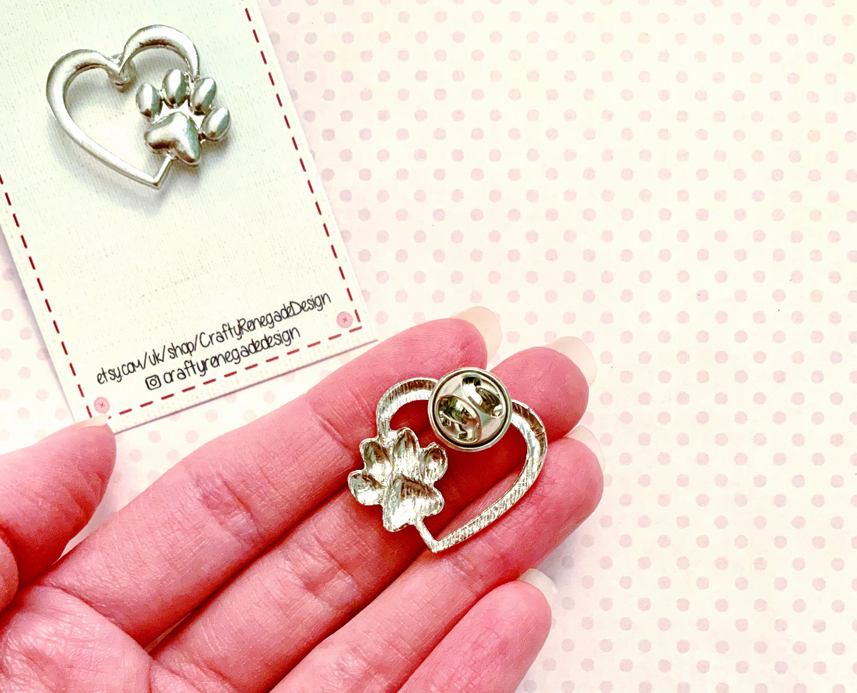 Silver Heart Pin Silver Paw Pin Pet Owner Gift Novelty - Etsy UK