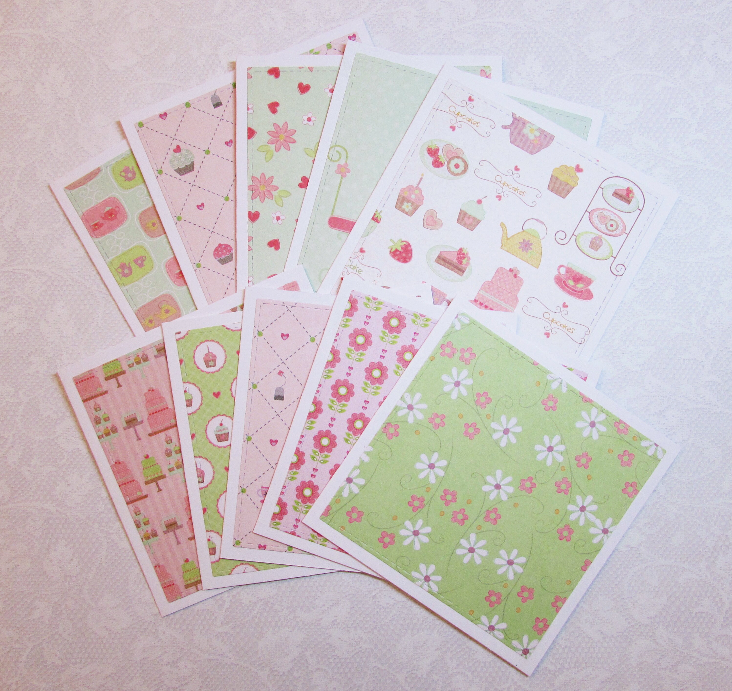 Note Cards Set of 10 Greeting Cards Blank Card Patterned - Etsy Denmark
