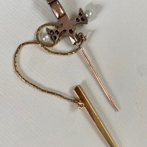 Antique Georgian, Sword Jabot Pin or Pendant in 18k, Rosecut Diamonds ...