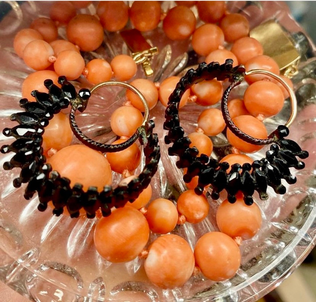 Georgian, French, Black Jet, 18th Century, Hoops, One Off, Mourning ...