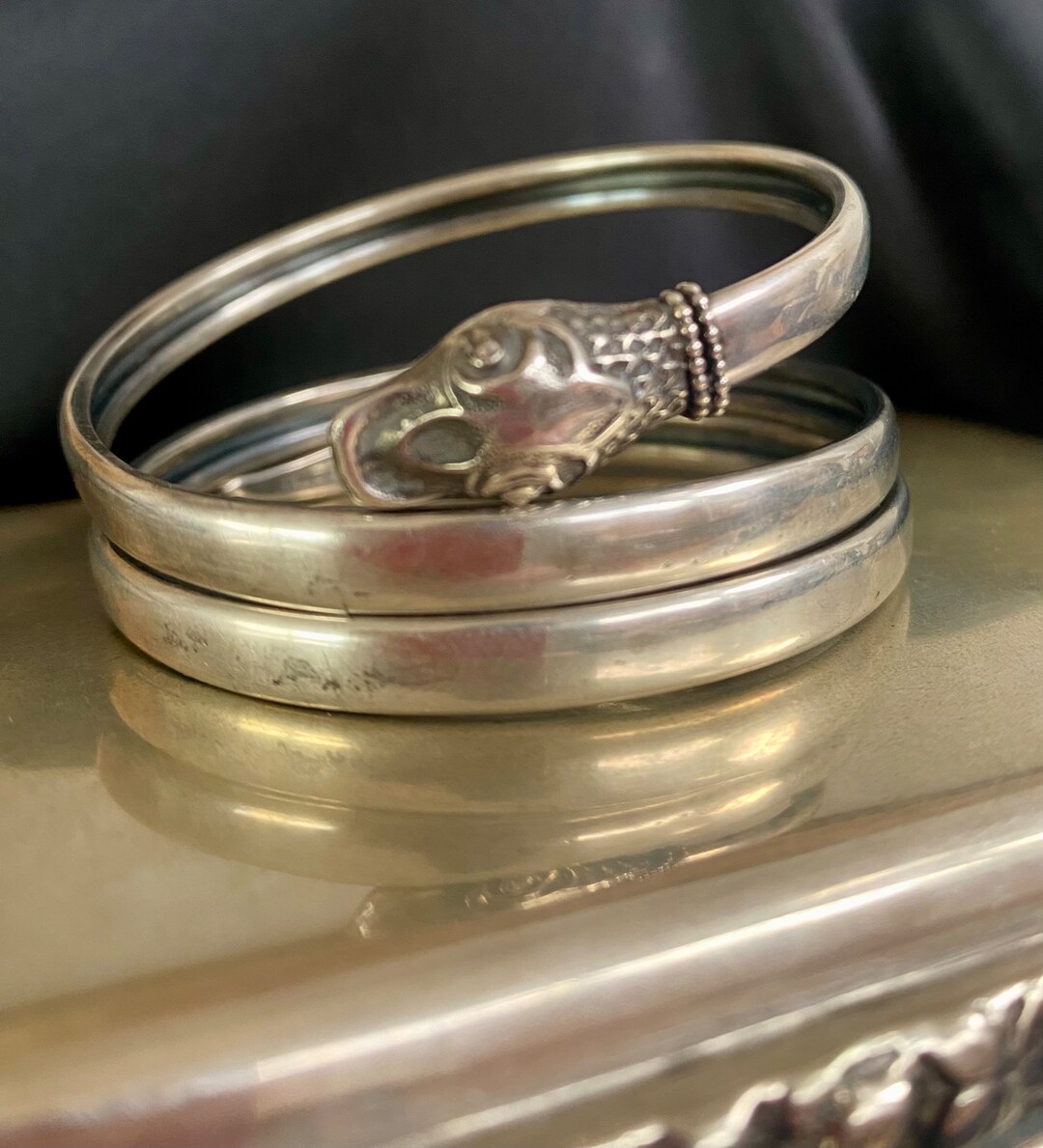 Antique Victorian Sterling Silver Snake Bangle - Etsy