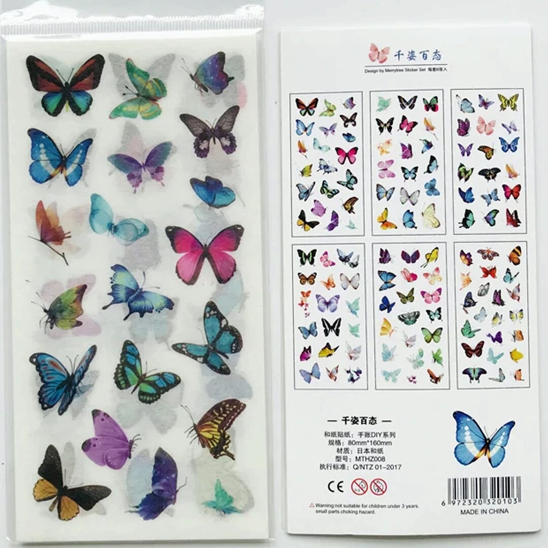 6 Sheets of Colourful Transparent Butterfly Stickers - Etsy