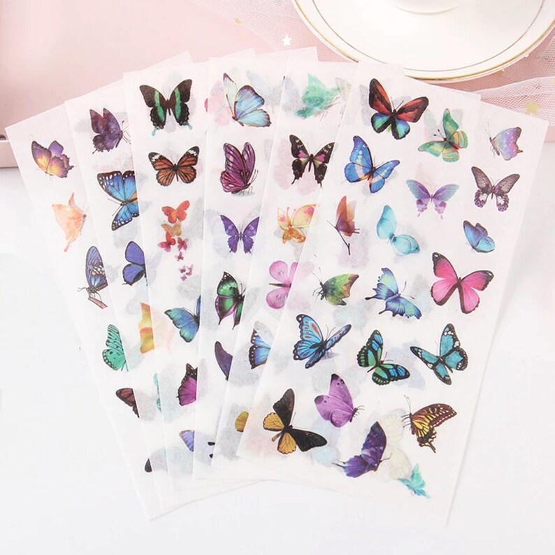 6 Sheets of Colourful Transparent Butterfly Stickers - Etsy
