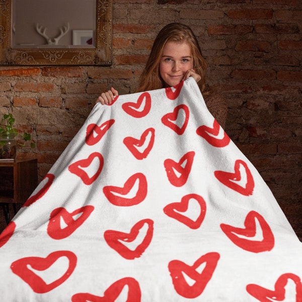 Red and White Throw Blanket - Etsy