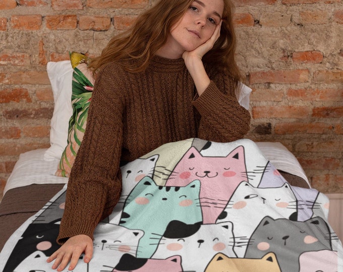 Cat Lovers Blanket, Gift for Cat Lovers, Funny Cats, Cat Fleece Blanket ...