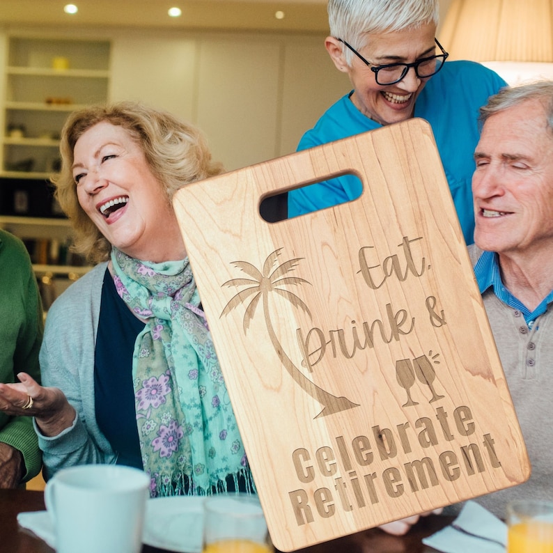 Eat Drink and Be RETIRED Cutting Board Retirement Gift - Etsy