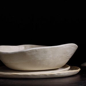 Handmade White Stoneware Dinnerware Set: Rustic Matte Tableware for 12 ...