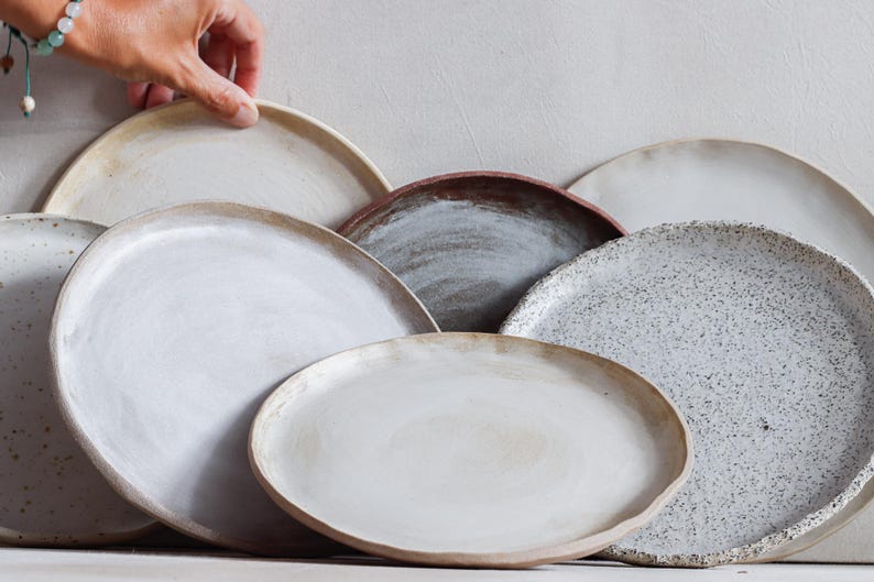 Handmade Glazed Stoneware Dinnerware Set: Rustic Neutral Pottery - Etsy