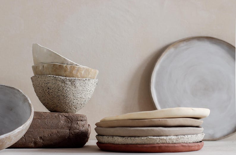 Rustic Ceramic Plates Set for Modern Family Dining - Etsy