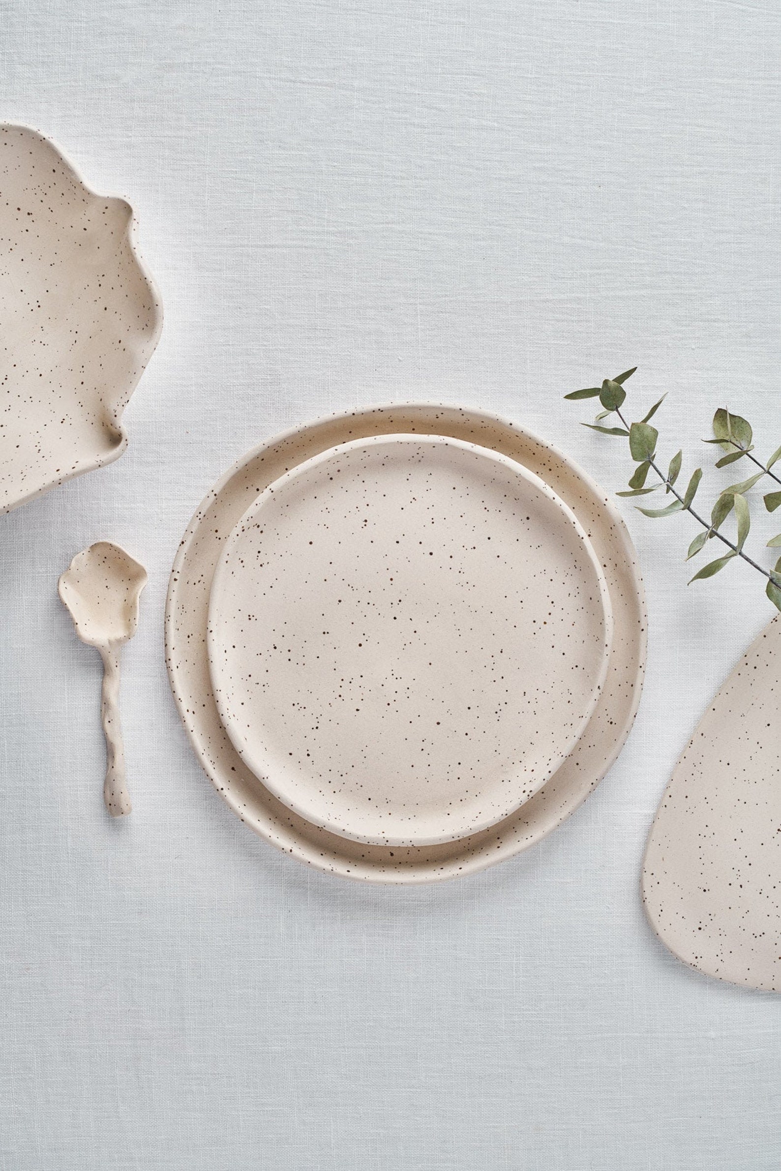 Handmade Speckled Ceramic Plates Set – Matte Stoneware for Food ...
