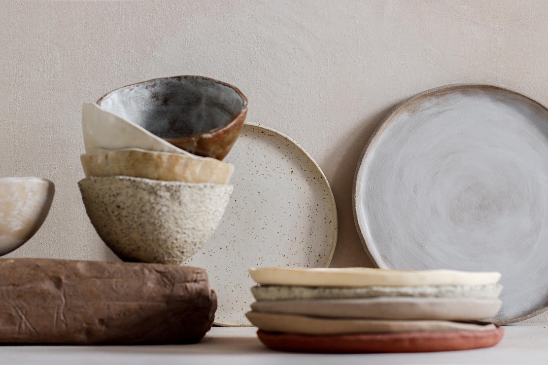 Handmade Stoneware Dinnerware Set: Rustic Matte Plates and Bowls - Etsy