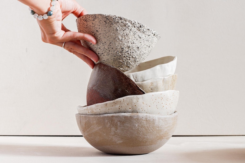 Handmade Ceramic Dinnerware Set: Organic Stoneware Plates, 3 Piece ...