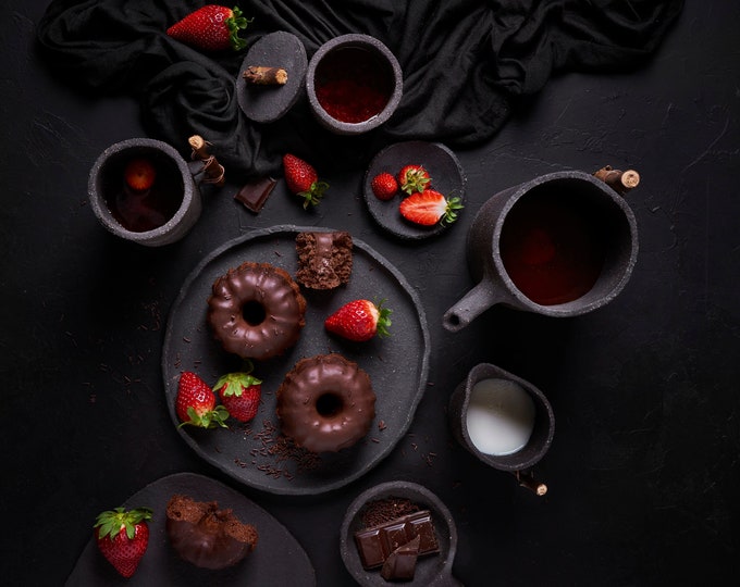 Black Dinnerware Set for Food Photography, Dishware Set for Prop ...