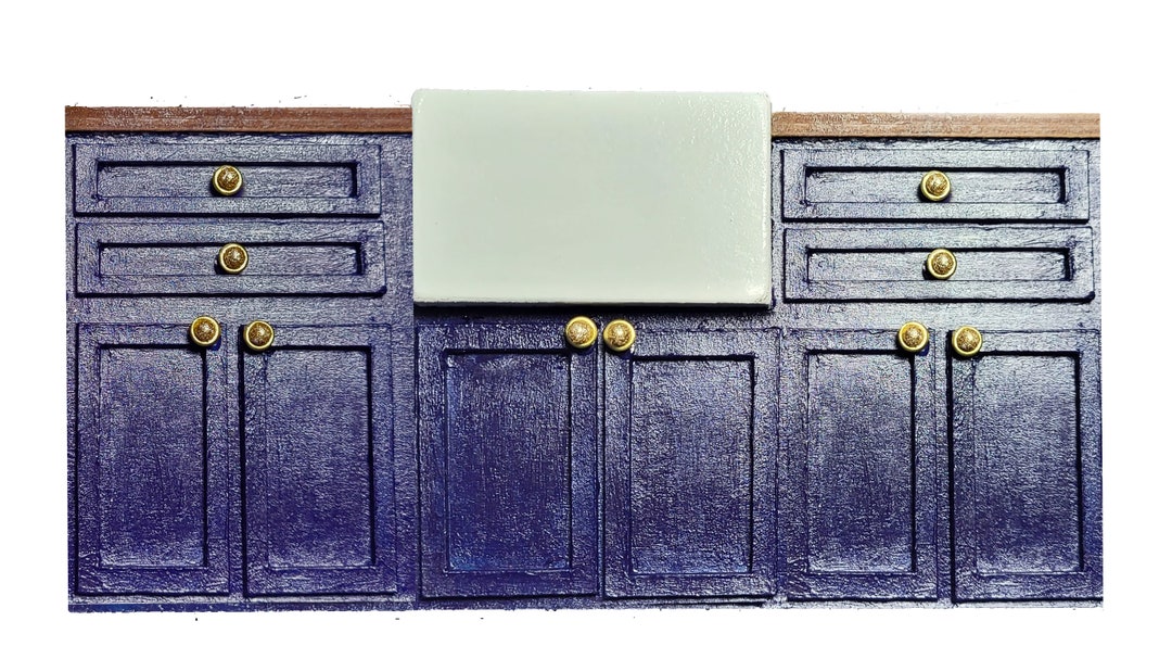 Miniature Small Kitchen Lower Cupboards With CENTERED Farmhouse Sink ...