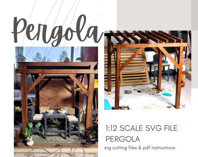 Miniature Decor Pergola With Greenery L 1:12 Scale Dollhouse Miniatures ...