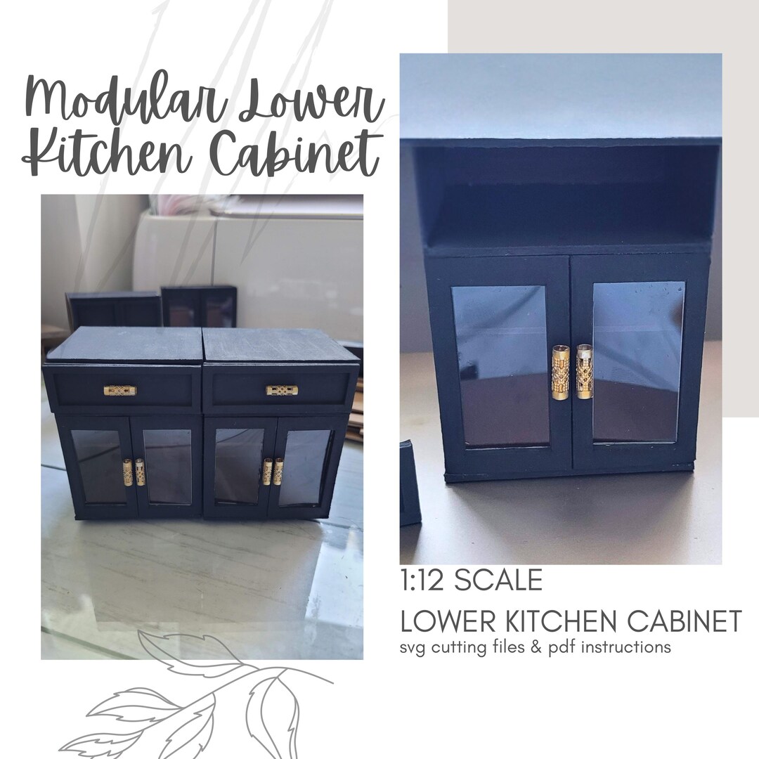 Miniature Kitchen Cabinet SVG ~ Dollhouse Lower Cabinet / Cricut Maker ...