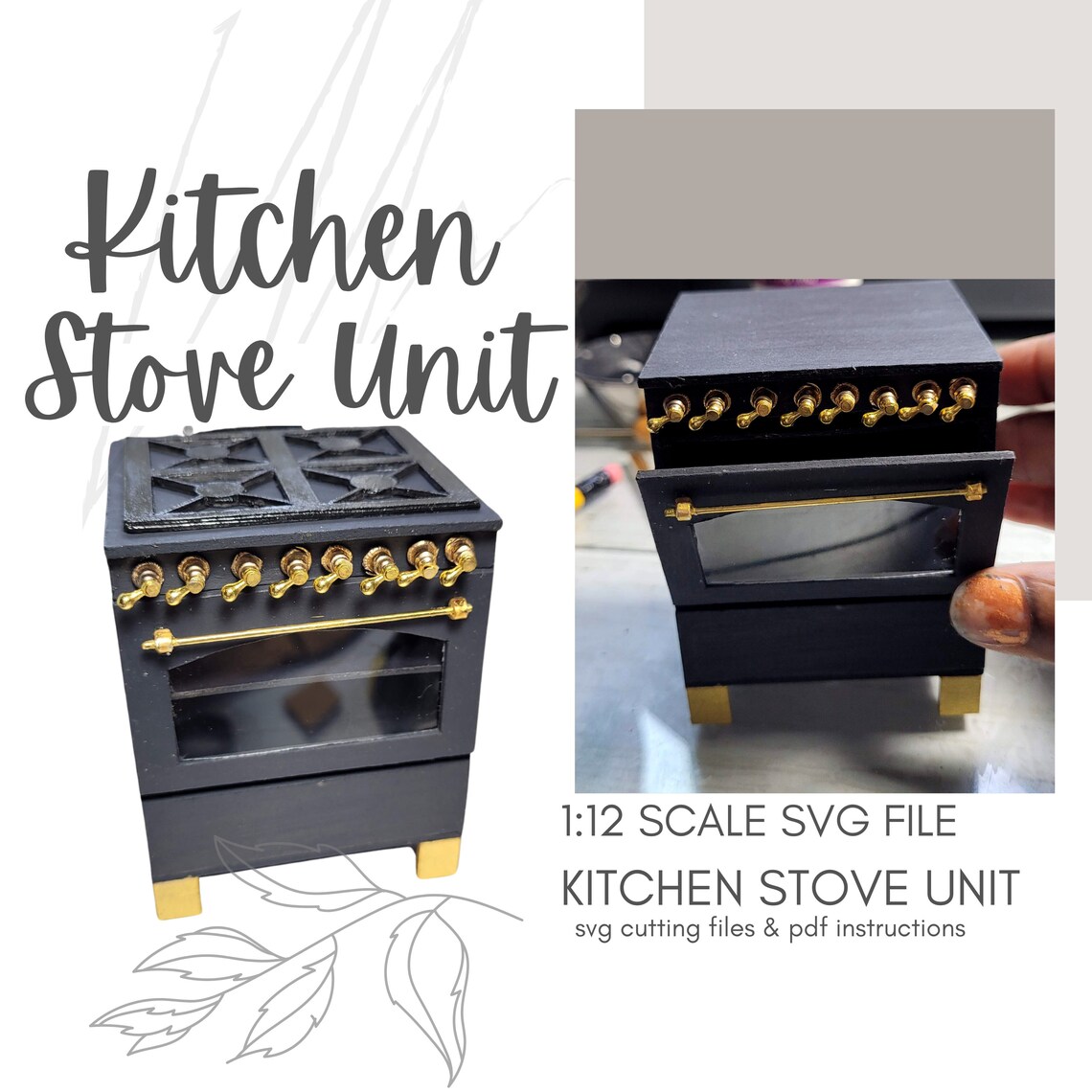 Dollhouse Miniature SVG Kitchen STOVE Unit / Dollhouse DIY Kitchen ...