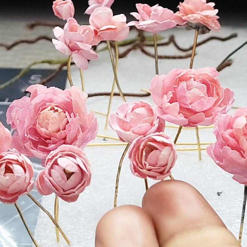 Peonies DIY Miniature Paper Flowers 1:12 Dollhouse Scale - Etsy
