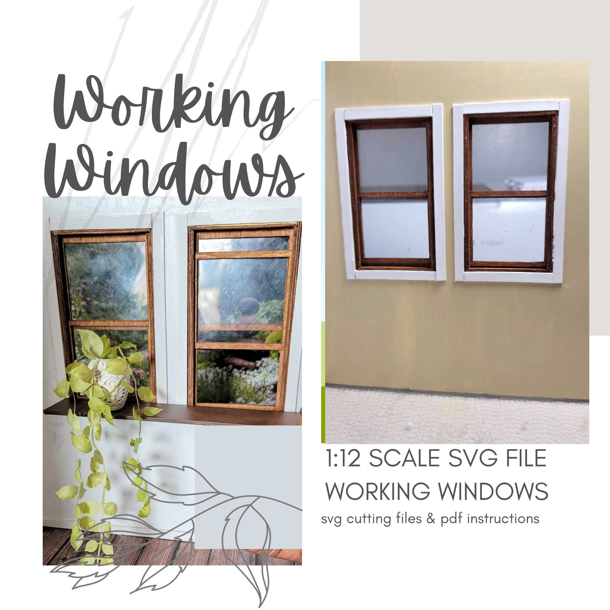 Dollhouse Miniature Working Windows SVG: 1/12 Scale DIY Cricut File ...