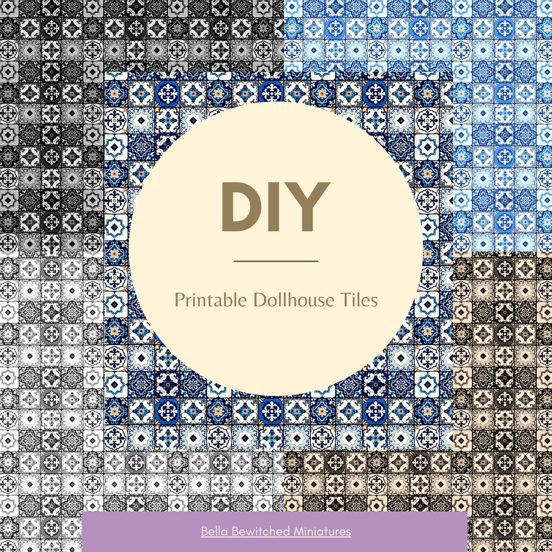 Dollhouse Printable Tiles for Miniature Decor ~ A4 Size PDF With 5 ...