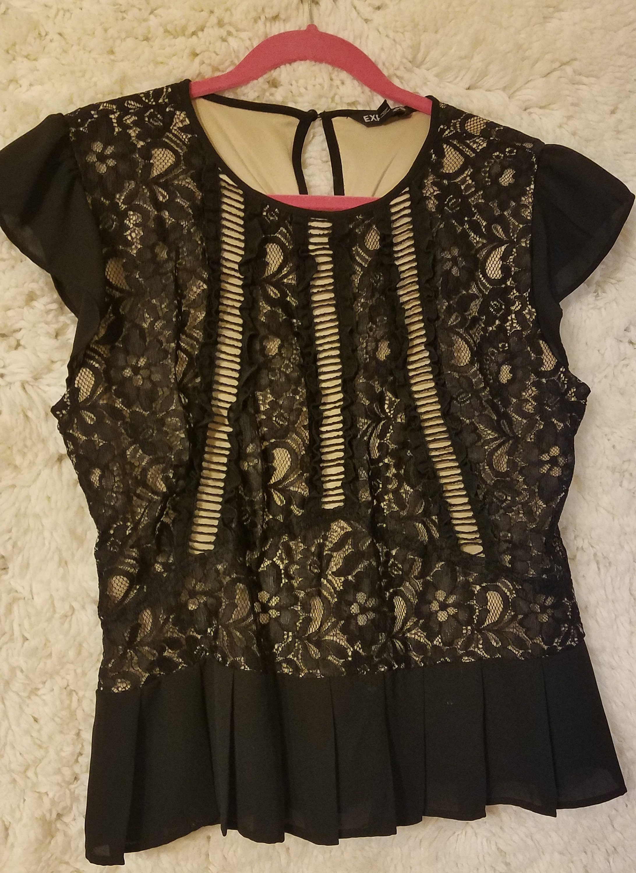 Express Victorian Black Top Express Lace Blouse Top Sz Lg - Etsy España