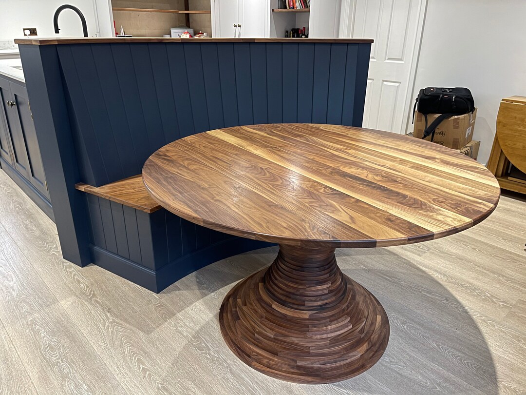 Solid Walnut Round Dining Table - Etsy