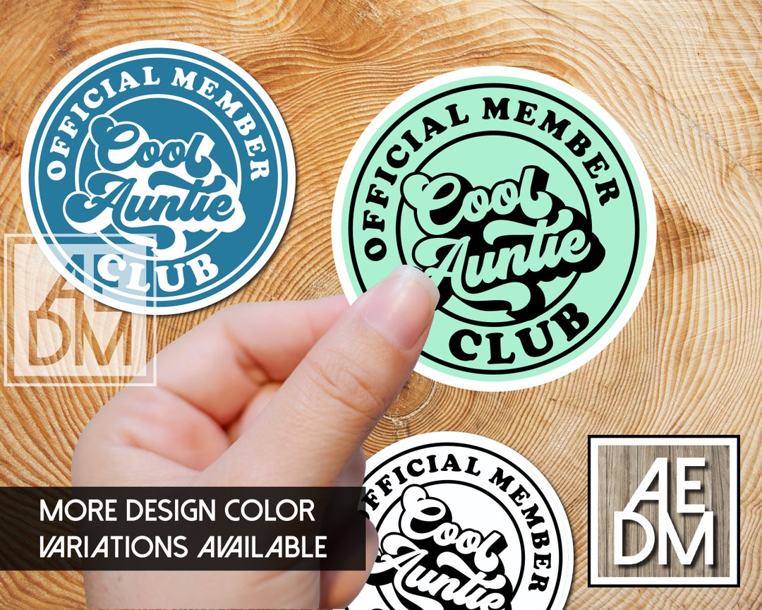 Cool Auntie Sticker, Cool Auntie Club Sticker, Retro Auntie Sticker ...
