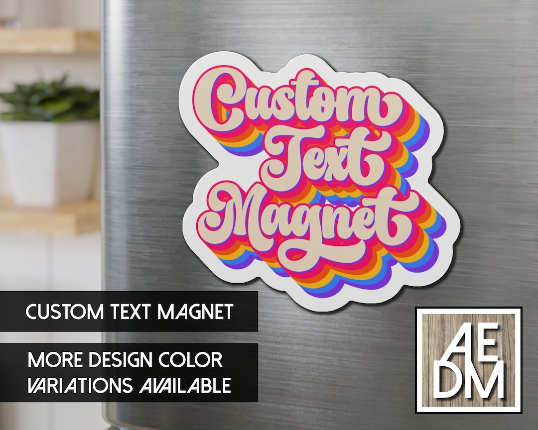 Custom Text Magnet, Custom Name Magnet, Retro Custom Name Magnet ...