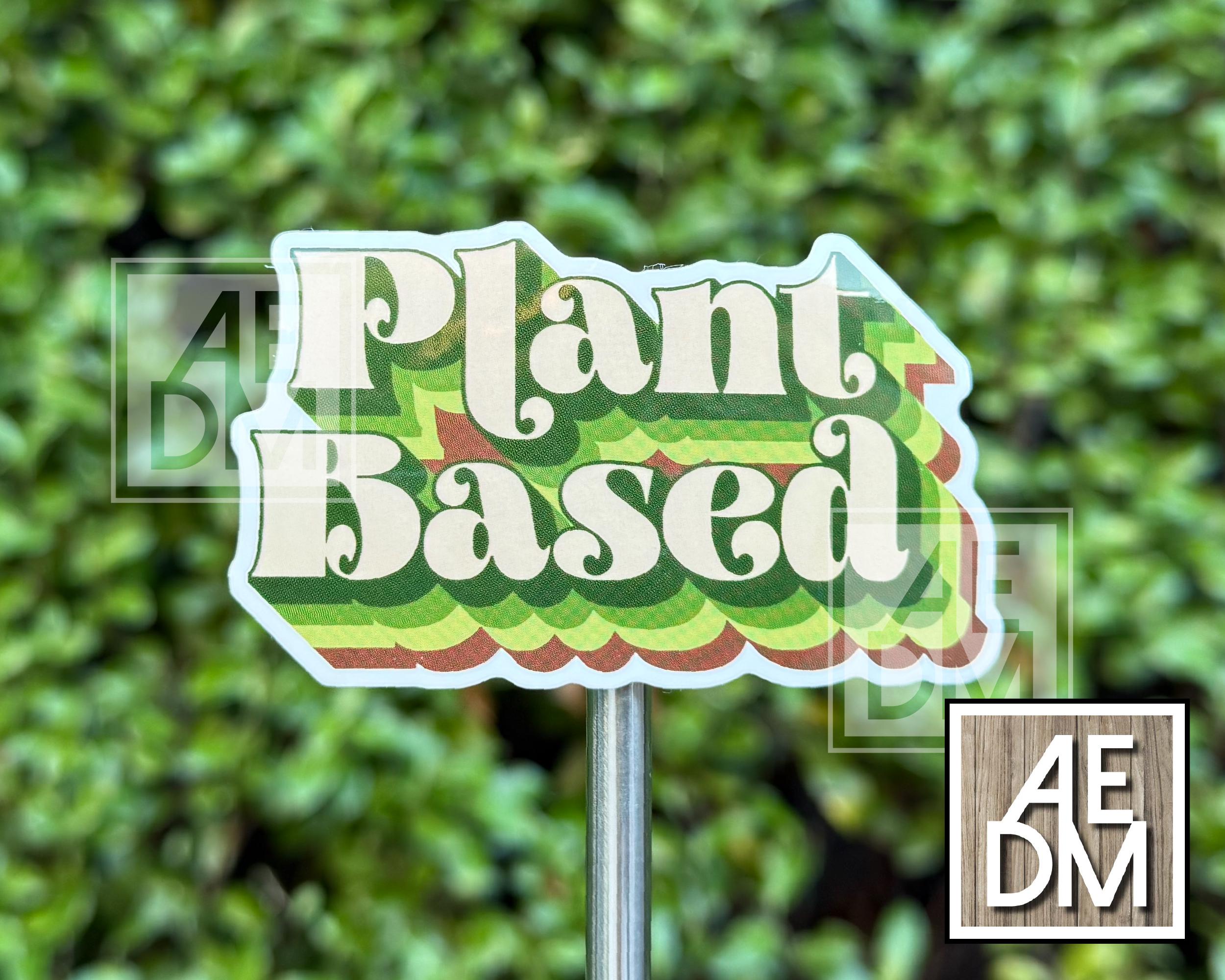 Retro Plant Based Sticker: Vegan Laptop Decal - Etsy