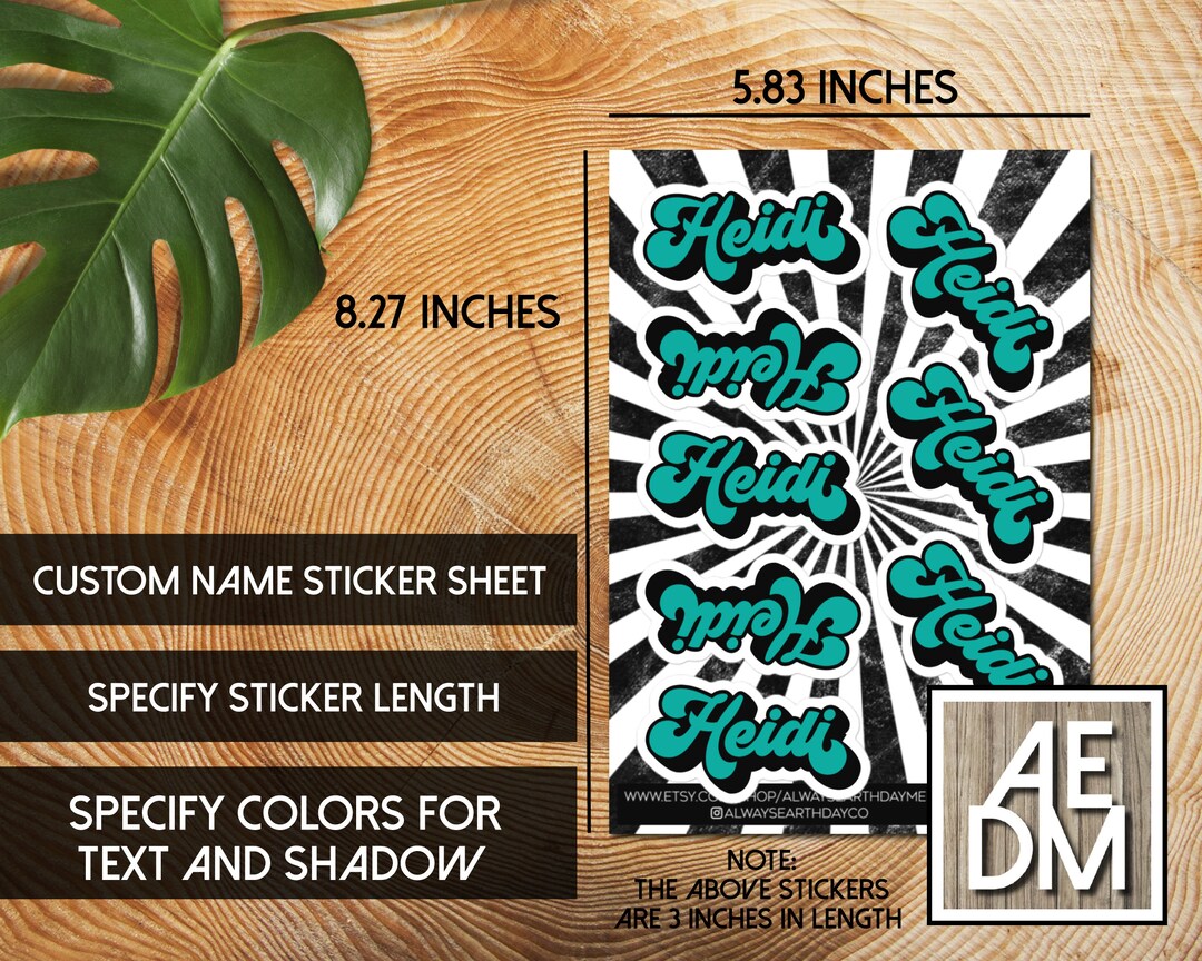 Custom Sticker Sheet Custom Retro Name Sticker Sheet - Etsy