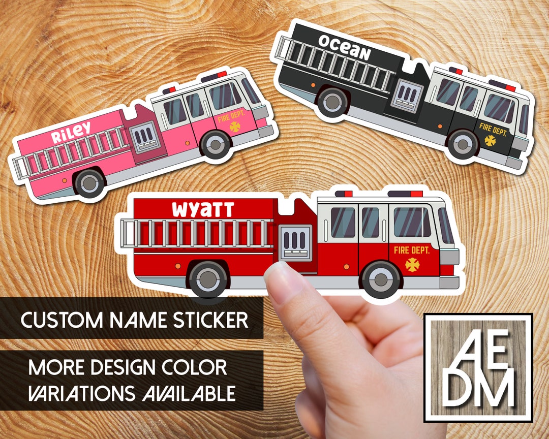 Custom Firetruck Sticker, Custom Fire Engine Sticker, Custom Name ...