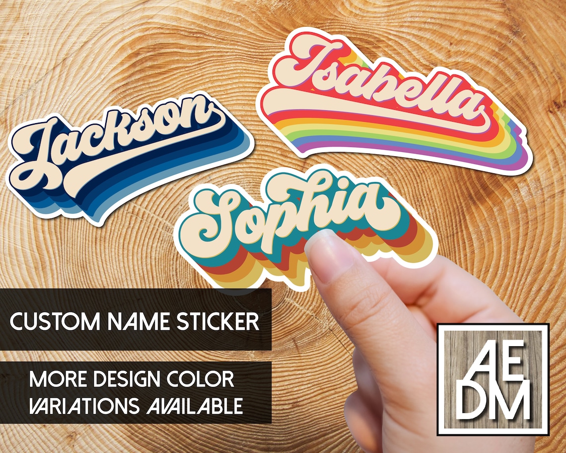 Custom Sticker Custom Retro Name Sticker Personalized - Etsy