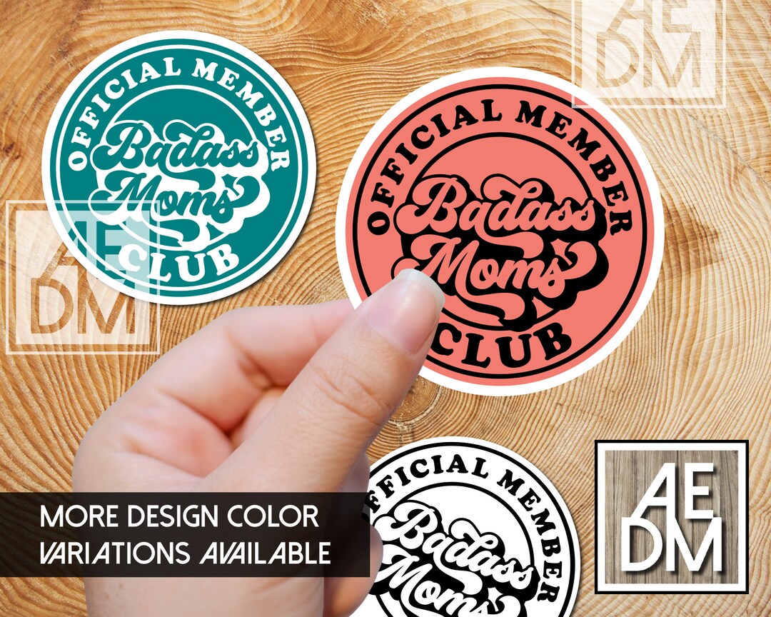Badass Moms Club Sticker, Badass Mom Sticker, Retro Mom Sticker, Laptop ...