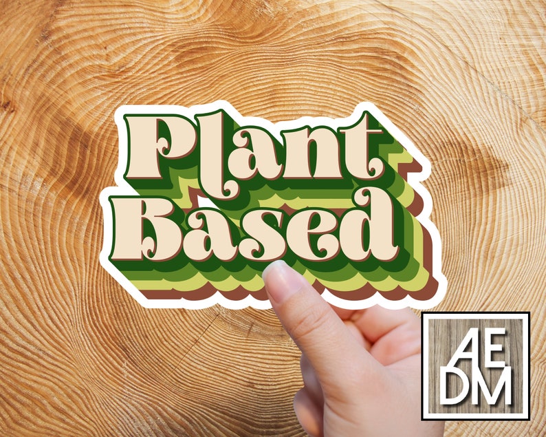 Retro Plant Based Sticker: Vegan Laptop Decal - Etsy
