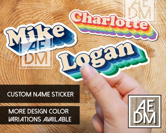 Retro Custom Name Sticker Custom Retro Name Sticker - Etsy