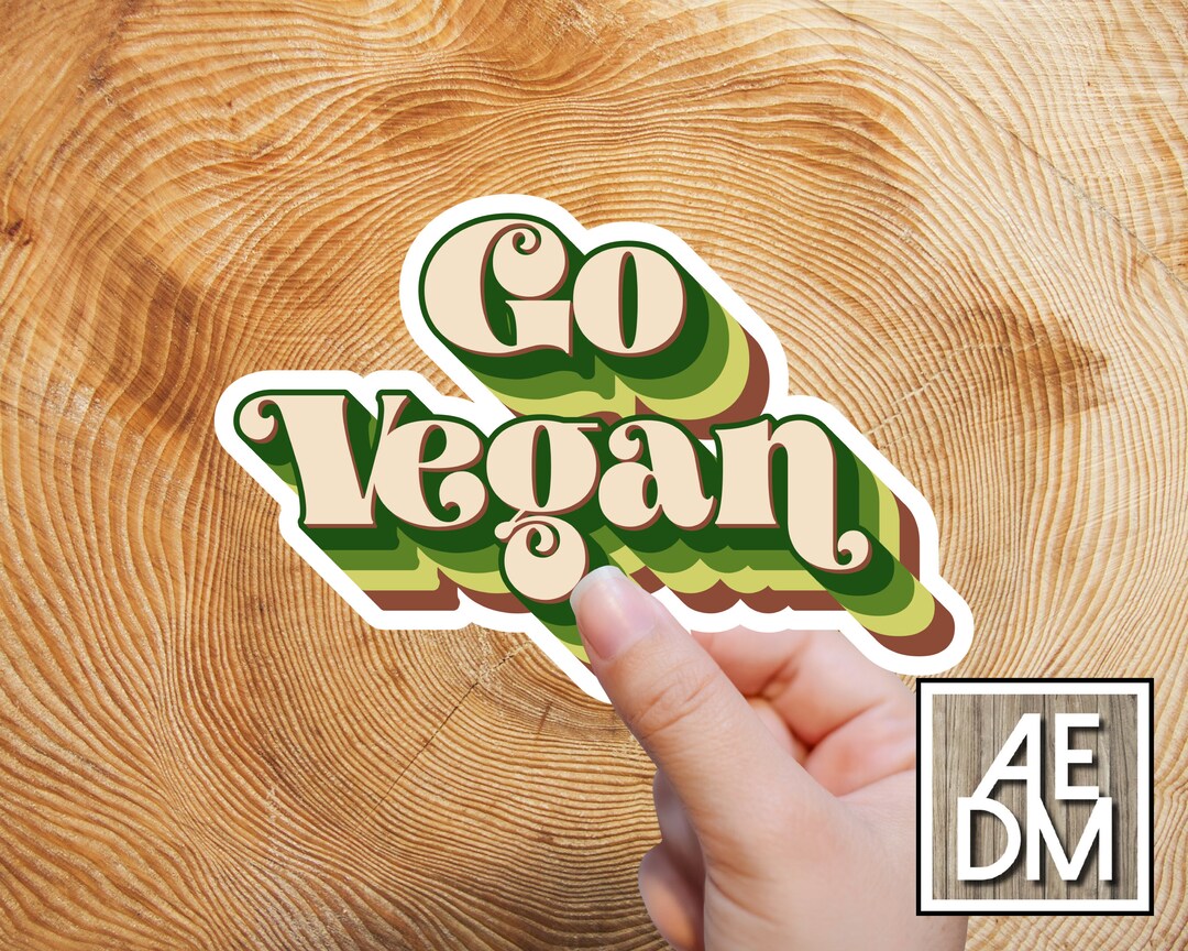 Retro Go Vegan Sticker, Plant Based Sticker, Vegetarian Sticker, Save ...