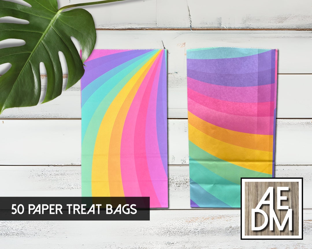 Rainbow Party Treat Bags, Rainbow Favor Bags, Pastel Goody Bags, Thank ...