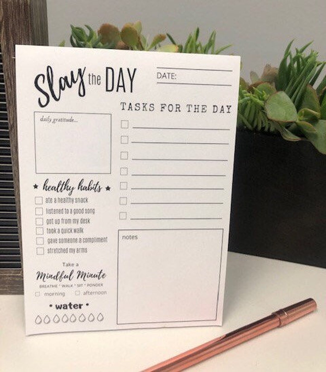 Daily Agenda & Productivity Notepad - Slay the Day - Etsy
