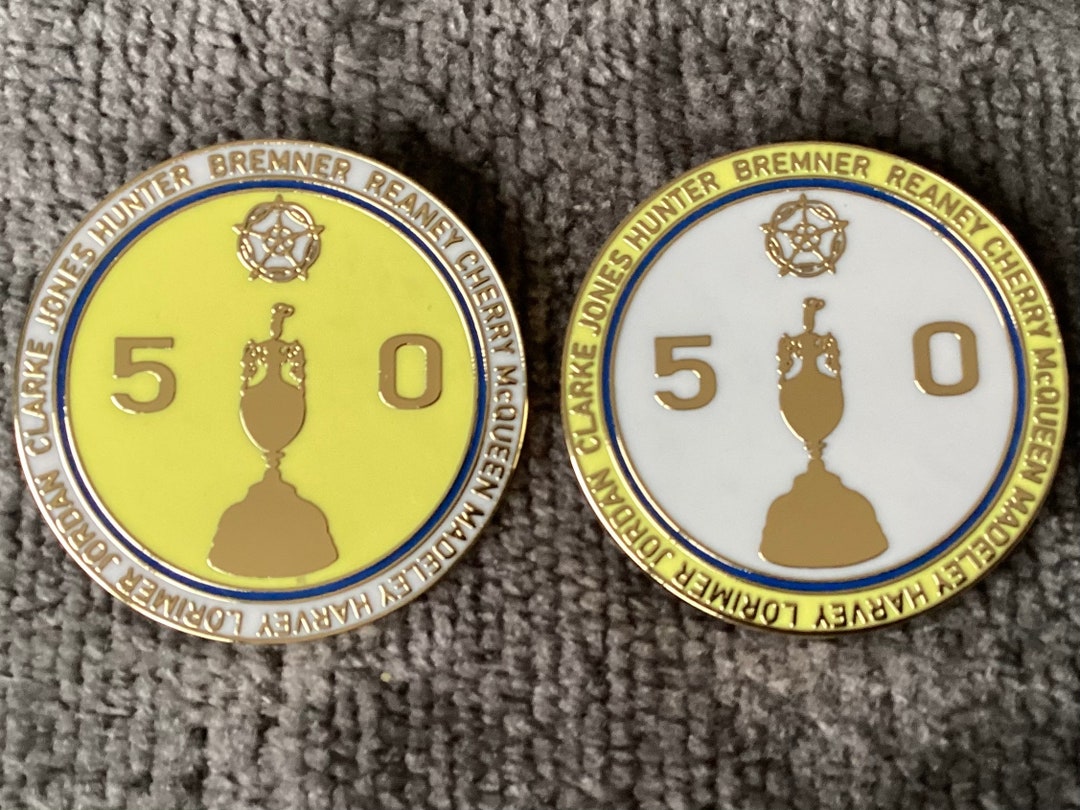 2 Leeds United Football 50th Anniversary League Champions Enamel Pin ...