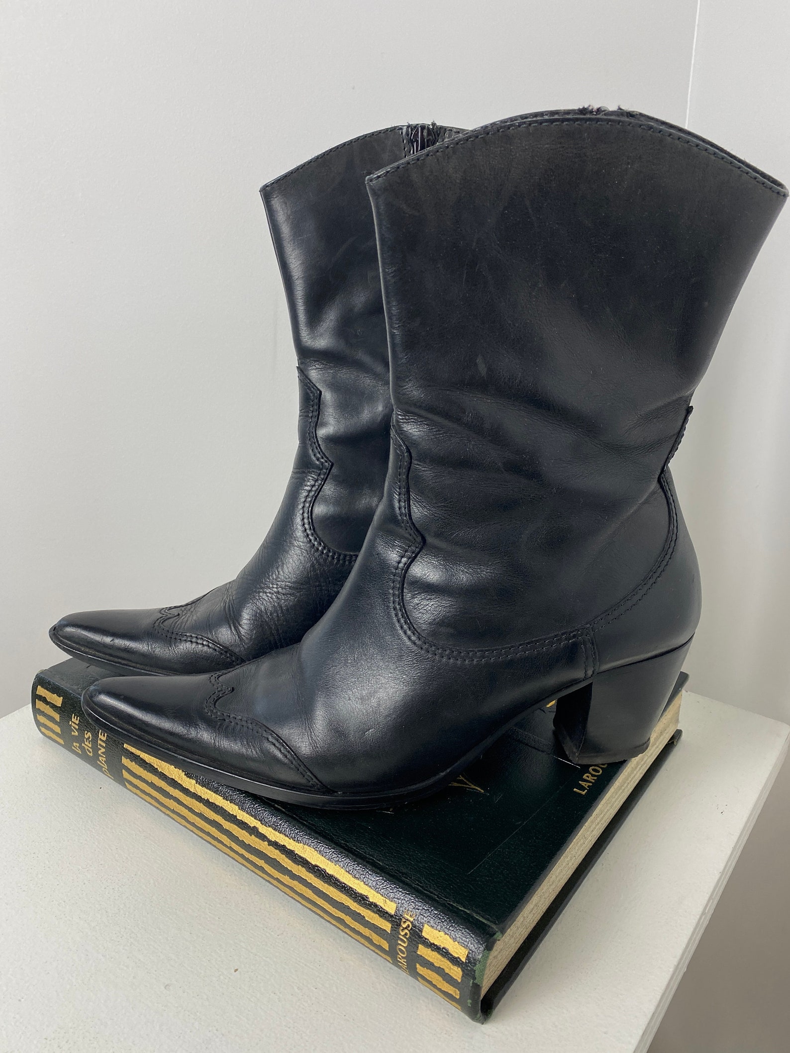 Vintage Mid Rise Cowboy Style Boots - Etsy