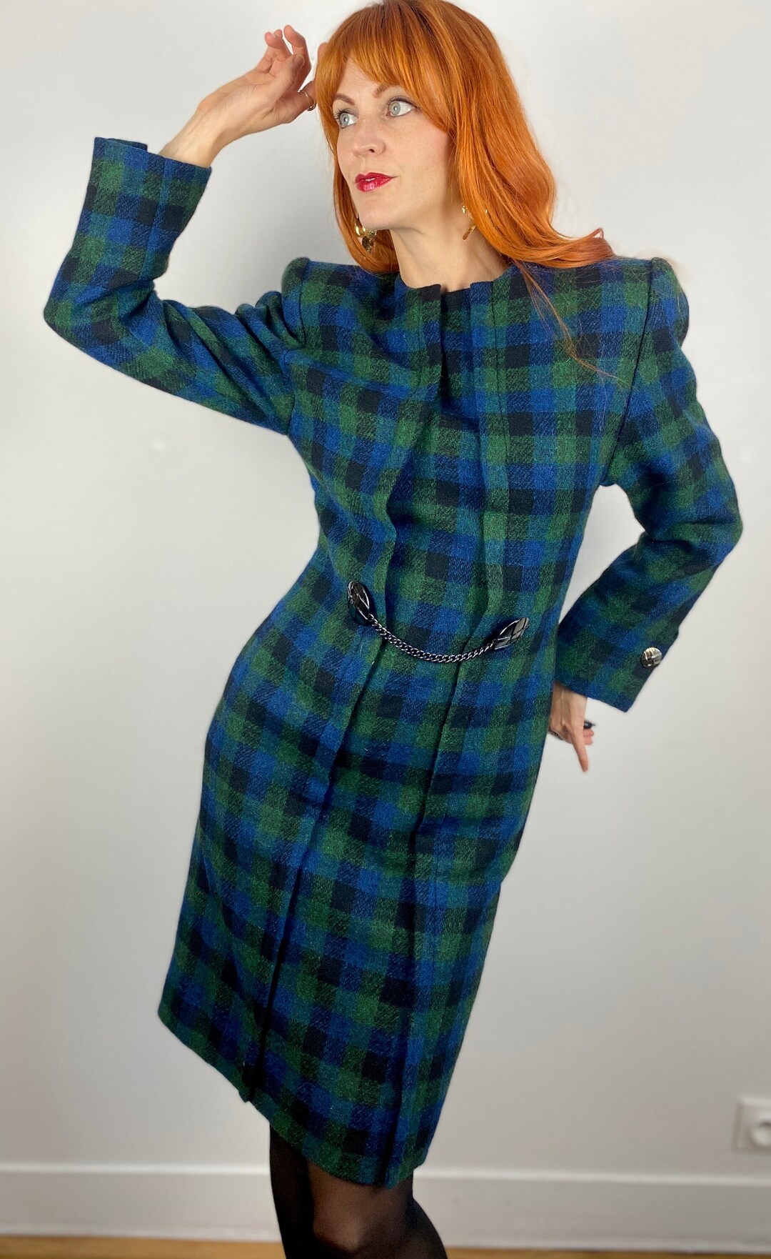 Vintage 80s Plaid Power Dress - Etsy