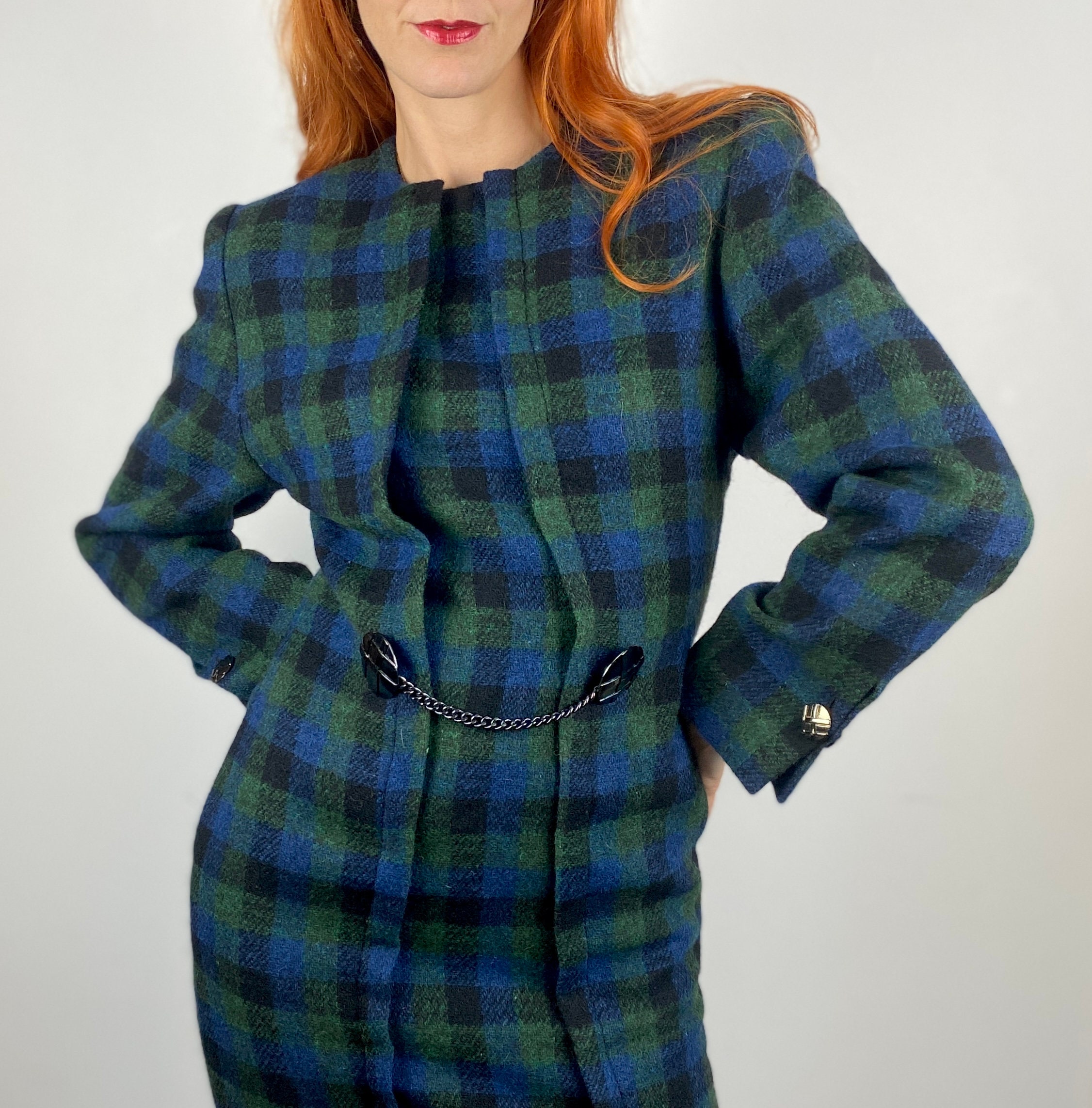 Vintage 80s Plaid Power Dress - Etsy