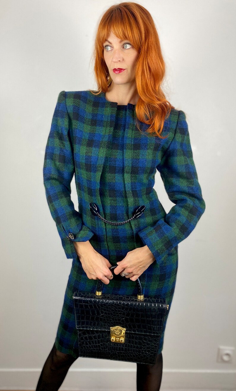 Vintage 80s Plaid Power Dress - Etsy
