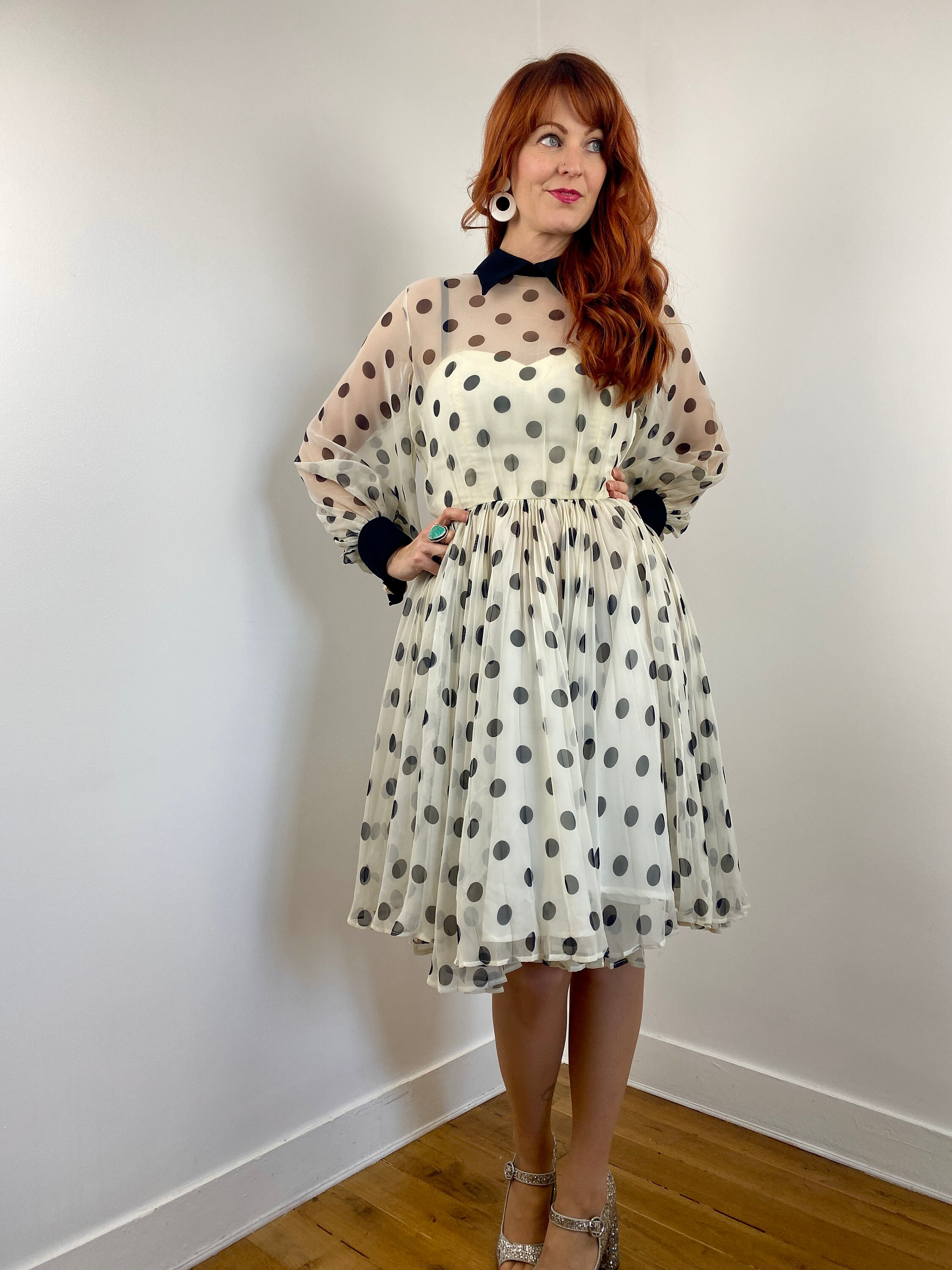 Vintage Victor Costa Polka Dot Dress - Etsy