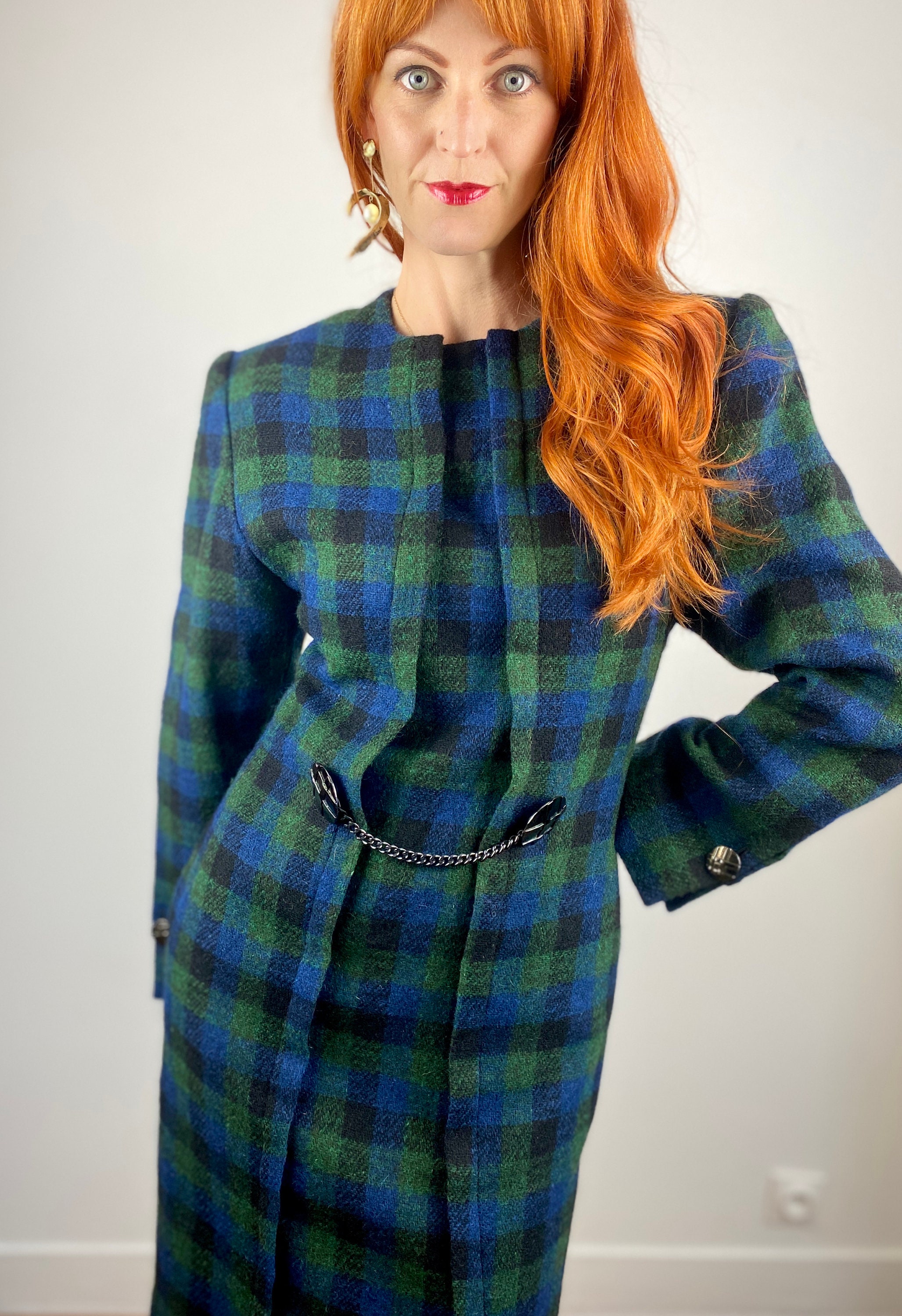 Vintage 80s Plaid Power Dress - Etsy