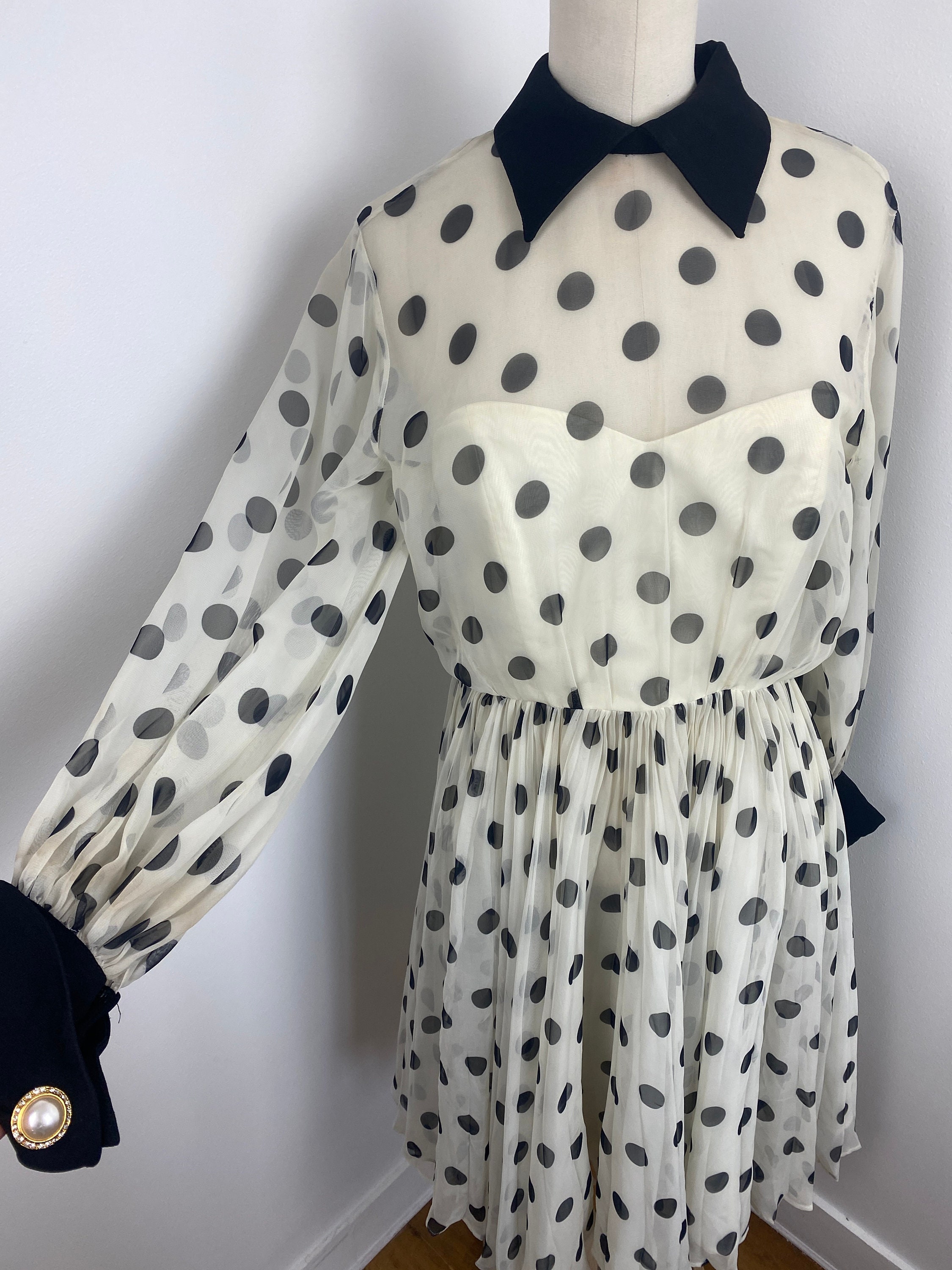 Vintage Victor Costa Polka Dot Dress - Etsy
