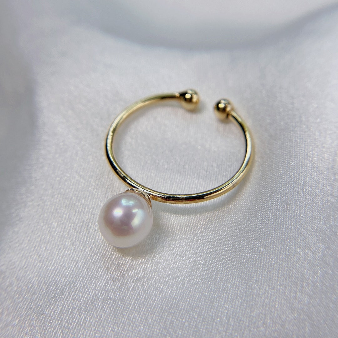 Single Freshwater Pearl Ring | Real Pearl Open Ring | Round Pearl ...